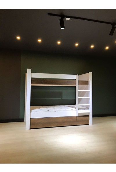 Bubu Home Sultan Ranza 3 Kişilik Yavrulu 90X190 Altlıklı Ranza Ceviz Bubu Home Sultan Ranza 3 Kişilik Yavrulu 90X190 Altlıklı Ranza Ceviz