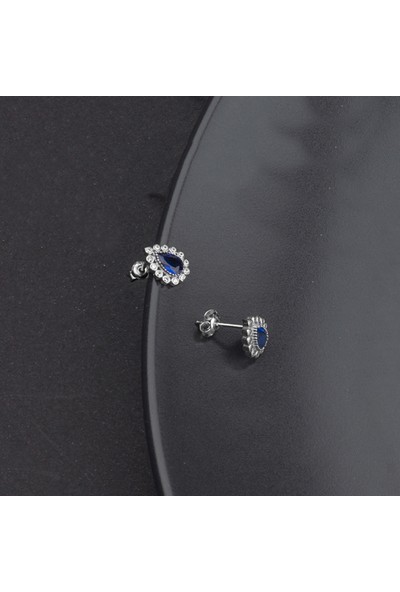 925 Ayar Gümüş Safir Damla Model Küpe 925 Ayar Gümüş Safir Damla Model Küpe
