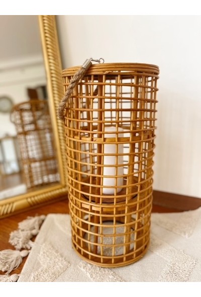 Bambu Ahşap Dekoratif Fener Mumluk Büyük Boy Bambu Ahşap Dekoratif Fener Mumluk Büyük Boy