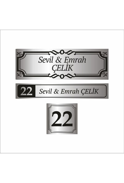 Seç Kişiye Özel Kapı Isimliği Gümüş