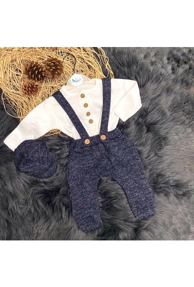 Hçs Giyim Erkek Bebek Askılı T-Shirt ve Kasketli Şapkalı Slopet Takım