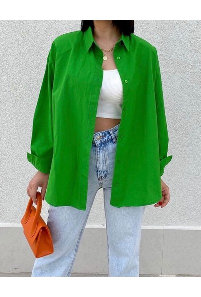 Purple Life Oversize Kadın Poplin Gömlek Purple Life Oversize Kadın Poplin Gömlek