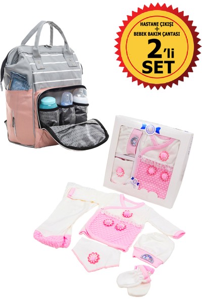 Mom's Baby Hastane Çıkışı 5 Li Kız Bebek Yeni Doğan Giyim Seti ve Anne Bebek Bakım Çantası 2 Li Doğum Seti Mom's Baby Hastane Çıkışı 5 Li Kız Bebek Yeni Doğan Giyim Seti ve Anne Bebek Bakım Çantası 2 Li Doğum Seti