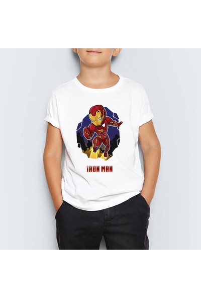 Morinna Ironman Demir Adam Çocuk Tişört T-Shirt Mr-06 Morinna Ironman Demir Adam Çocuk Tişört T-Shirt Mr-06
