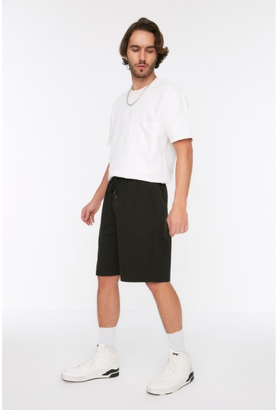 KonForYou Erkek Oversize Bol Kesim Pamuklu Günlük Siyah Şort