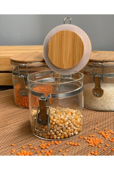 Bambum Mada 950ML 14 cm 3 Lü Kelepçeli Vakumlu Boroslikat Cam Set Bambum Mada 950ML 14 cm 3 Lü Kelepçeli Vakumlu Boroslikat Cam Set