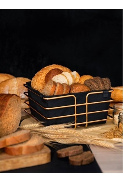 Kitchen Store Ekmeklik Ekmek Sepeti Çok Amaçlı Lüx Gold Paslanmaz Sepet Siyah Kumaş Kitchen Store Ekmeklik Ekmek Sepeti Çok Amaçlı Lüx Gold Paslanmaz Sepet Siyah Kumaş