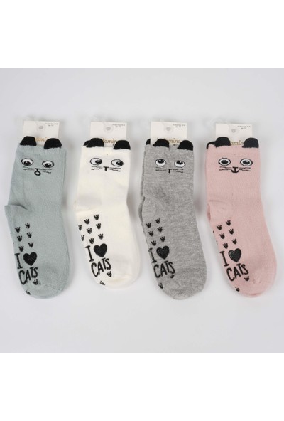 Eflal 4'lü Kaydırmaz Taban Kız Çocuk Soket Çorap
