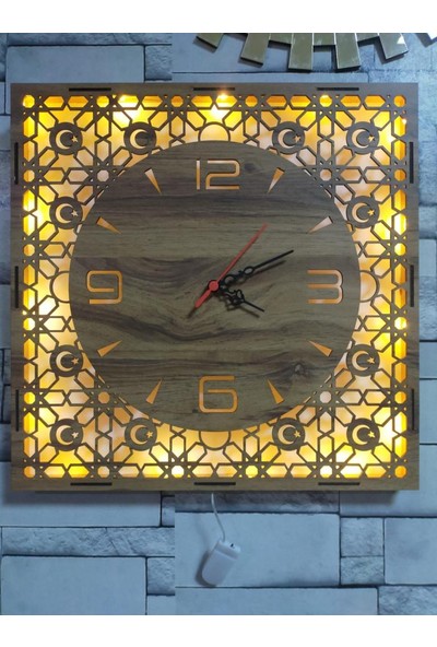 Parla LED Işıklı Mdf Saat 1 PS3704