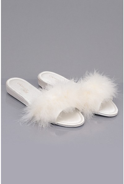 Saten Kaz Tüylü Gelin Terliği