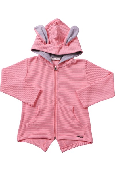 Kız Çocuk Tavşan Kulaklı Kapüşonlu Hırka