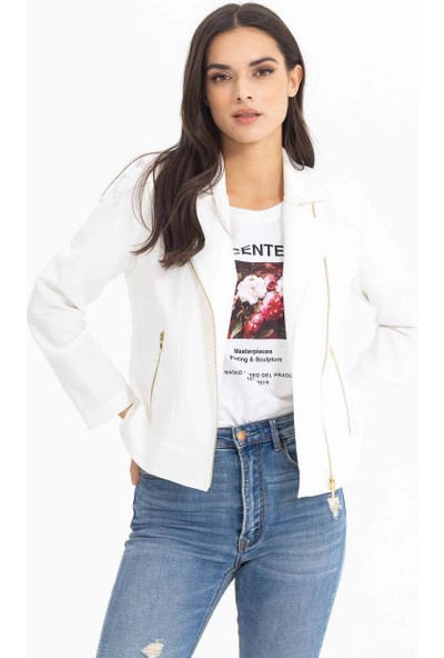 Seçil Fermuarlı Günlük Ceket 1073 - Ekru