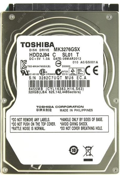 Toshiba MK3276GSX Sata3 5400RPM 8mb 2.5'' 320GB Notebook HDD Toshiba MK3276GSX Sata3 5400RPM 8mb 2.5'' 320GB Notebook HDD