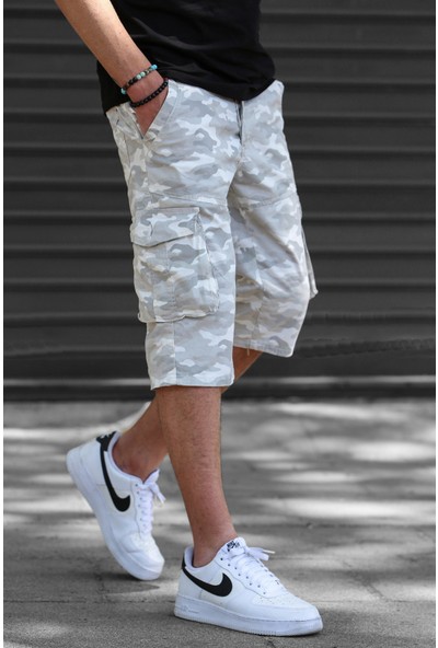 Madmext Kamuflaj Gabardin Kargo Cep Erkek Kapri Şort 5754