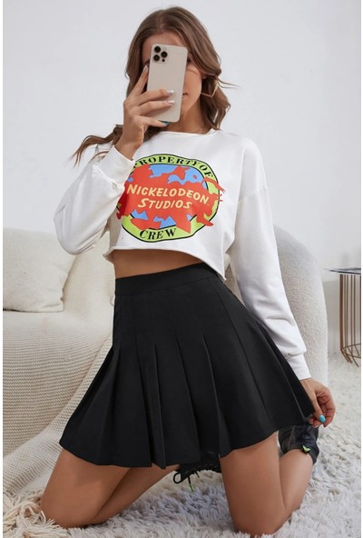 Madmext Kadın Siyah Basic Pileli Kısa Etek MG1455