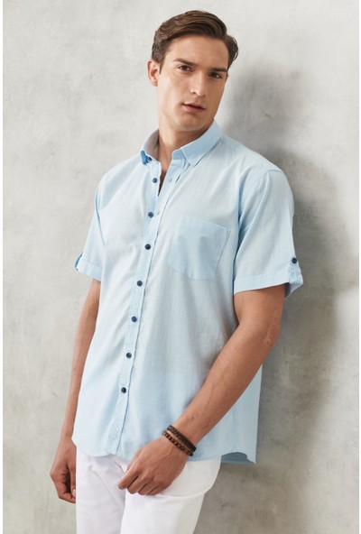 AC&Co / Altınyıldız Classics Comfort Fit Düğmeli Yaka %100 Pamuk Flamlı Casual Gömlek AC&Co / Altınyıldız Classics Comfort Fit Düğmeli Yaka %100 Pamuk Flamlı Casual Gömlek