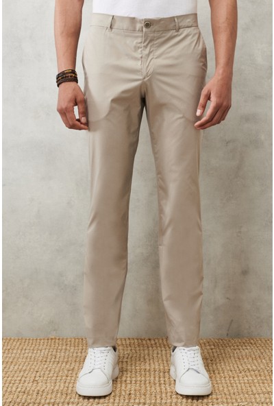 Altınyıldız Classics Erkek Bej Slim Fit Dar Kesim Düz Yan Cepli Pantolon