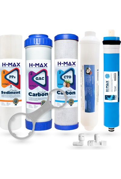 H-Max Açık Kasa Su Arıtma Cihazı 5'li Filtre Seti H-Max Membran H-Max Açık Kasa Su Arıtma Cihazı 5'li Filtre Seti H-Max Membran