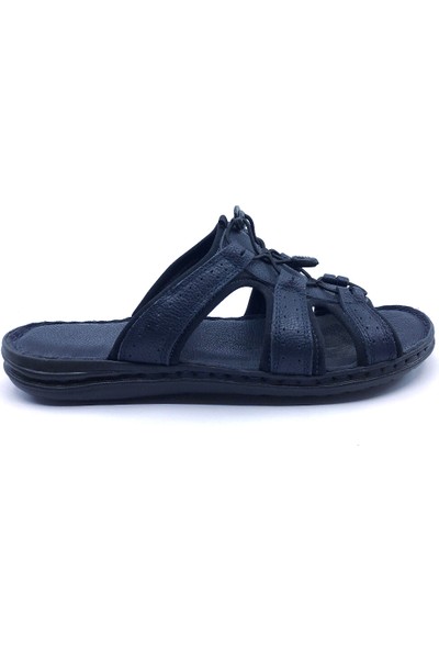 Ayakkabımood Dr.hoşnut Larcivert %100 Deri Orto Pedi Erkek Terlik