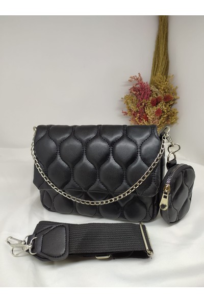 SC Ciyt Of Woman Mini Cüzdanlı Zincir Detaylı Siyah Çanta SC Ciyt Of Woman Mini Cüzdanlı Zincir Detaylı Siyah Çanta