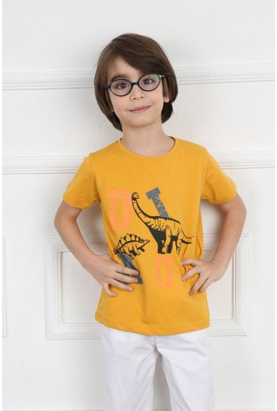 Miralbas Erkek Çocuk Dinozor Baskılı Basic Tshirt