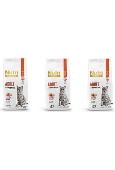 Nutri Feline Adult Somonlu Kedi Maması 2 kg x 3 Adet Nutri Feline Adult Somonlu Kedi Maması 2 kg x 3 Adet