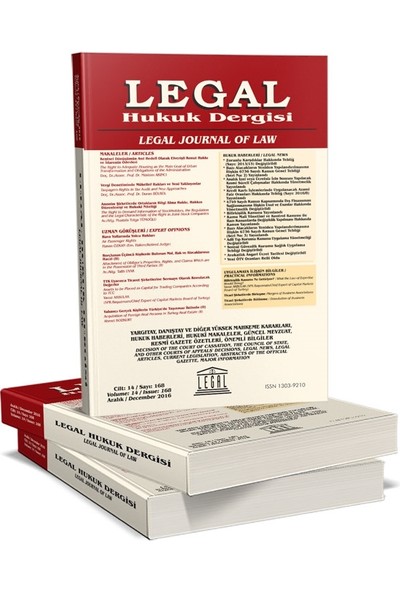 Legal Hukuk Dergisi 2016 Yılı 1 Takım 12 Sayı (Ciltli)