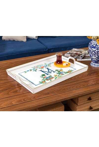 Madame Coco Rimini Dikdörtgen Örgü Tepsi 52X39 cm Madame Coco Rimini Dikdörtgen Örgü Tepsi 52X39 cm