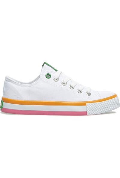 Benetton | BN-30175 -3394 Beyaz Turuncu - Çocuk Spor Ayakkabı