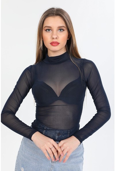 Dunyam Jeans Kadın Büyük Beden Tül Transparan Bluz Dunyam Jeans Kadın Büyük Beden Tül Transparan Bluz
