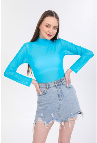 Dunyam Jeans Kadın Büyük Beden Tül Transparan Bluz Dunyam Jeans Kadın Büyük Beden Tül Transparan Bluz