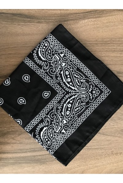 İnci Aksesuar Unisex Siyah Etnik Desen Bandana