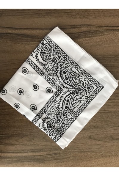 İnci Aksesuar Beyaz Unisex Etnik Desen Bandana