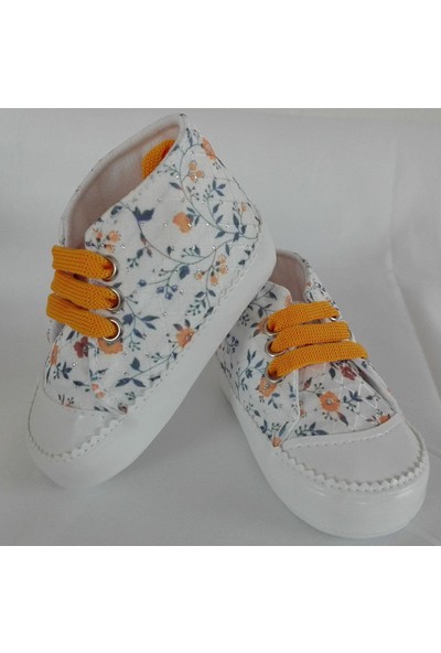 4-8 Ay Bahar Çiçekleri Desenli Ergonomik Bebek Ev Ayakkabısı