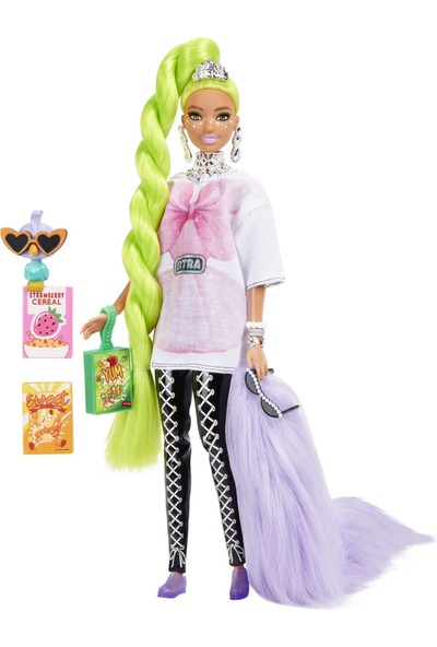 Barbie Extra - Neon Saçlı Bebek, Büyük Beden Tişörtlü ve Taytlı, Neon Yeşil Renk Çok Uzun Saçlı, Bükülebilen Esnek Eklemli, Hayvan Dostu Papağan ve Aksesuarlar, 3 Yaş ve Üzeri HDJ44 Barbie Extra - Neon Saçlı Bebek, Büyük Beden Tişörtlü ve Taytlı, Neon Yeşil Renk Çok Uzun Saçlı, Bükülebilen Esnek Eklemli, Hayvan Dostu Papağan ve Aksesuarlar, 3 Yaş ve Üzeri HDJ44