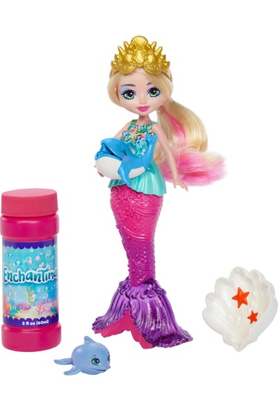Görkemli Enchantimals Okyanus Krallığı Baloncuk Yapan Deniz Kızı Atlantia Bebek (17 cm) ve yunus figürü, 3 yaş ve üzeri HFT24 Görkemli Enchantimals Okyanus Krallığı Baloncuk Yapan Deniz Kızı Atlantia Bebek (17 cm) ve yunus figürü, 3 yaş ve üzeri HFT24