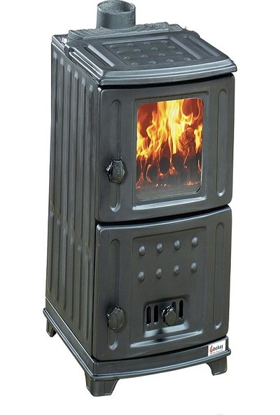 Gri Salon Lüx Şömine Çift Kapı Soba