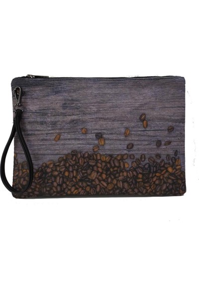 ModaZey Çekirdekli Kahve Desenli Clutch & El Çantası ModaZey Çekirdekli Kahve Desenli Clutch & El Çantası