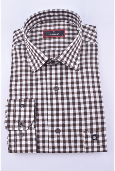 Assente 301-8 Assente Slim Gömlek/koyu Kahve/s