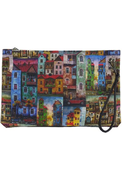 ModaZey Evler Desenli Clutch & El Çantası