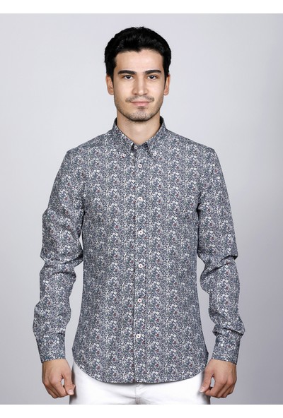 Salve Pamuk Slim Fit Çiçek Desenli Gömlek 22131