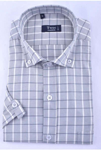 Twın 311-50-12 Clasic Kısa Kollu Gömlek/gri/xxl Twın 311-50-12 Clasic Kısa Kollu Gömlek/gri/xxl