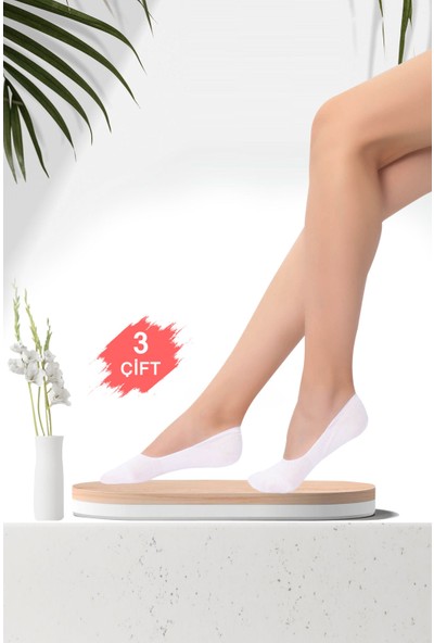 Spor Byfit 3 Çift Kadın Beyaz Görünmez Babet Çorap