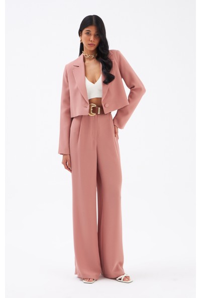 Sateen Pileli Krep Pantolon - Gul Kurusu