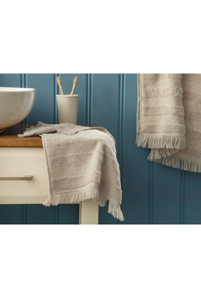 Adorn Pamuklu Püsküllü El Havlusu 30 x 40 cm Bej