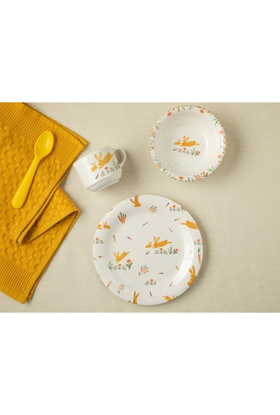 English Home Bunny Melamin Bebe Mama Takımı 21 Cm+ 8x6,5 CM+14X4,5 cm Sarı