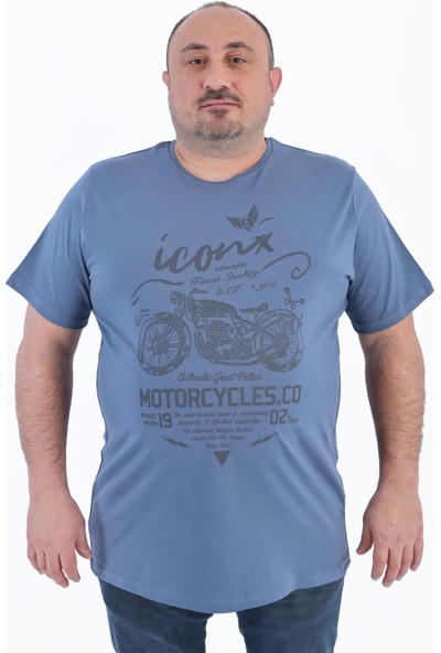 Starbattal Büyük Beden Erkek T-Shirt Bis Yaka Motorcyle.co Koyu Mavi 22104 Starbattal Büyük Beden Erkek T-Shirt Bis Yaka Motorcyle.co Koyu Mavi 22104