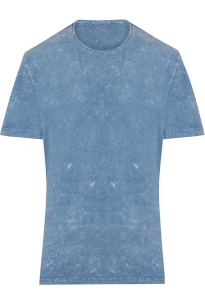 Hatemoğlu Mavi Regular Fit %100 Pamuk Bisiklet Yaka Yağ Yıkama Tişört Hatemoğlu Mavi Regular Fit %100 Pamuk Bisiklet Yaka Yağ Yıkama Tişört