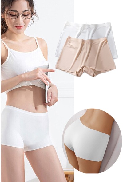 Royaleks 2 Adet Kadın Dikişsiz Görünmez Iz Yapmaz Mini Şort Boxer Beyaz Ten Royaleks 2 Adet Kadın Dikişsiz Görünmez Iz Yapmaz Mini Şort Boxer Beyaz Ten