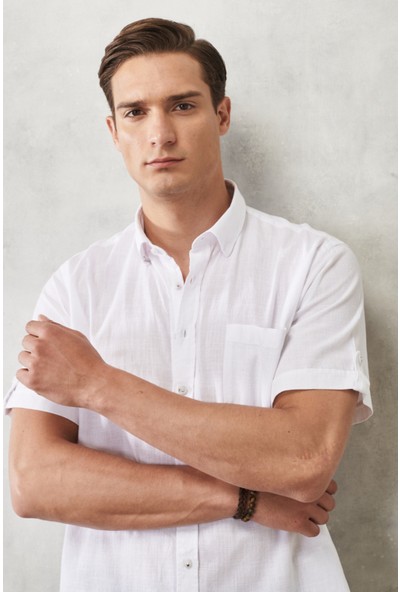 AC&Co / Altınyıldız Classics Comfort Fit Düğmeli Yaka %100 Pamuk Flamlı Casual Gömlek AC&Co / Altınyıldız Classics Comfort Fit Düğmeli Yaka %100 Pamuk Flamlı Casual Gömlek